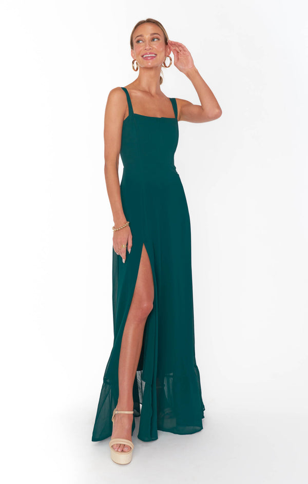 Clarissa Corset Dress ~ Emerald Chiffon – Show Me Your Mumu