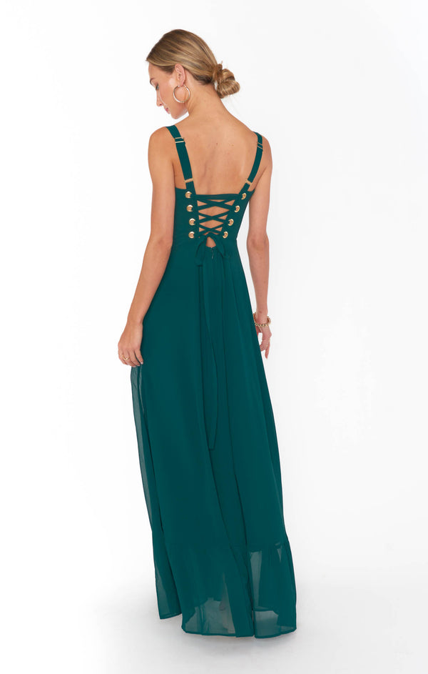 Clarissa Corset Dress ~ Emerald Chiffon – Show Me Your Mumu