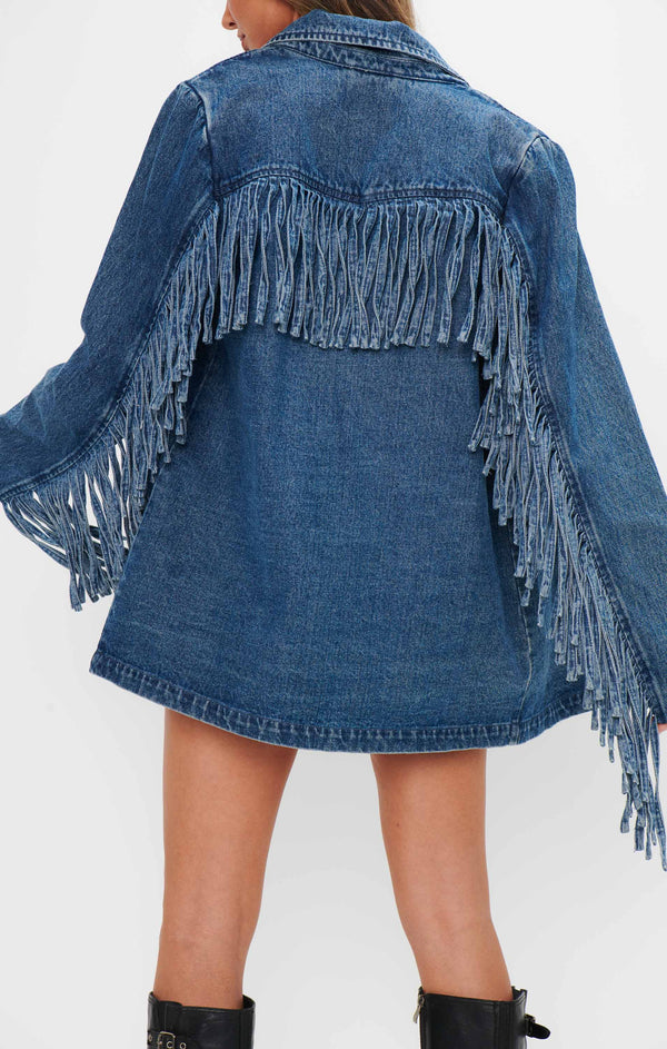 Sierra Fringe Jacket ~ Blue Indigo – Show Me Your Mumu