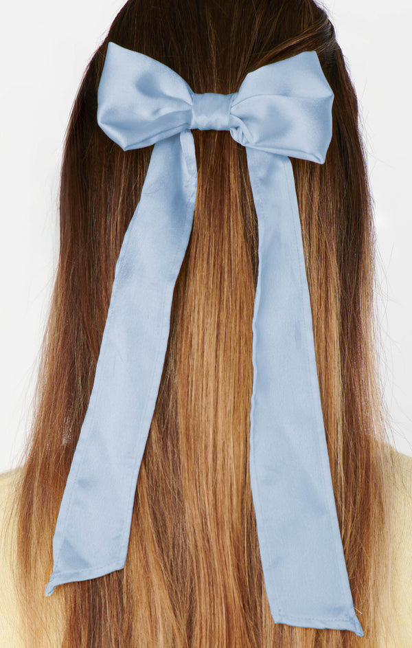 Elsa Bow ~ Steel Blue Luxe Satin – Show Me Your Mumu