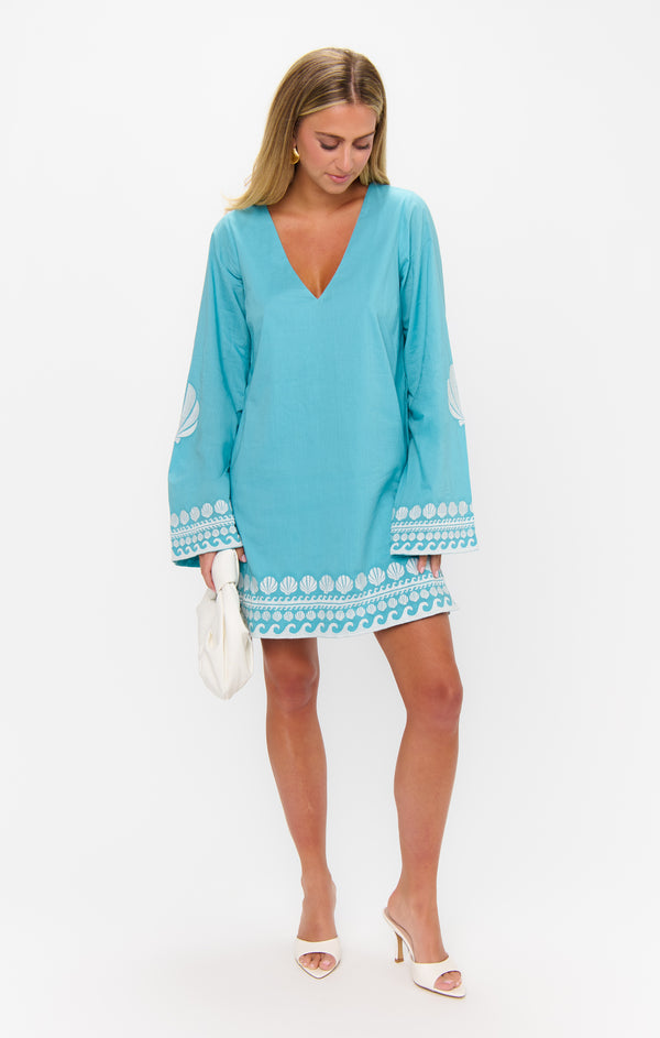 Malia Mini Dress ~ Blue Capri Shells – Show Me Your Mumu