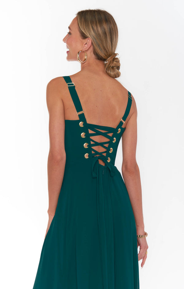 Clarissa Corset Dress ~ Emerald Chiffon – Show Me Your Mumu