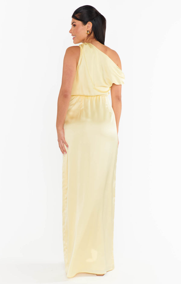 Jodie Dress ~ Pale Yellow Luxe Satin – Show Me Your Mumu