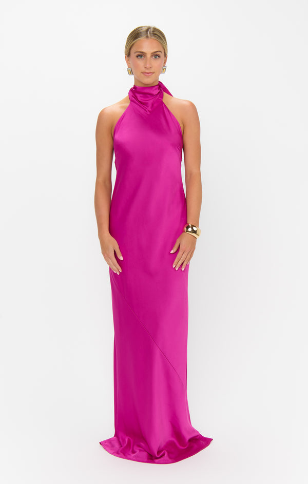 Lisa Maxi Dress ~ Rich Magenta Luxe Satin – Show Me Your Mumu