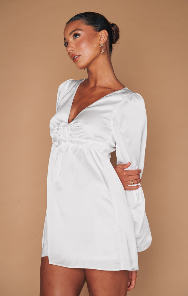 Rosetta Mini Dress ~ Ivory Luxe Satin – Show Me Your Mumu
