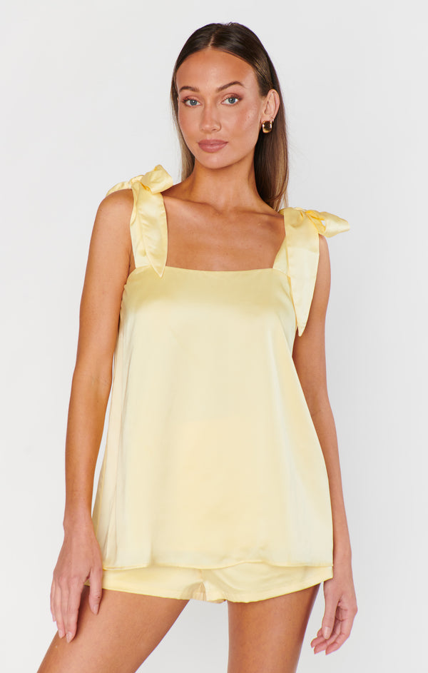 Makeup Tank ~ Pale Yellow Luxe Satin – Show Me Your Mumu