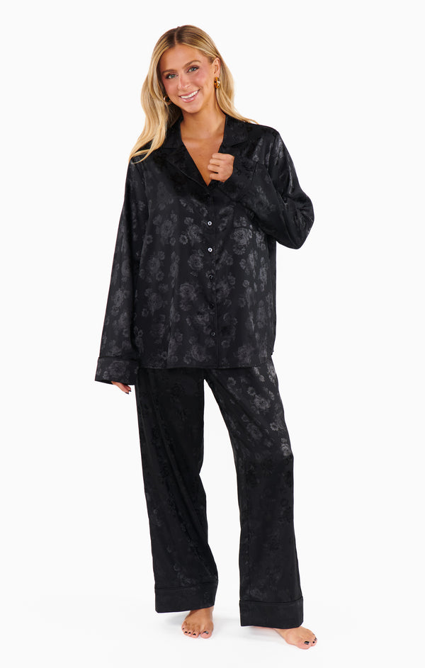Classic Cropped PJ Set ~ Black Floral Silky – Show Me Your Mumu