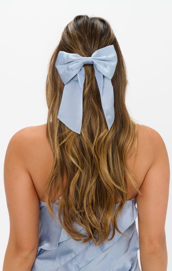 Elsa Bow ~ Steel Blue Luxe Satin – Show Me Your Mumu
