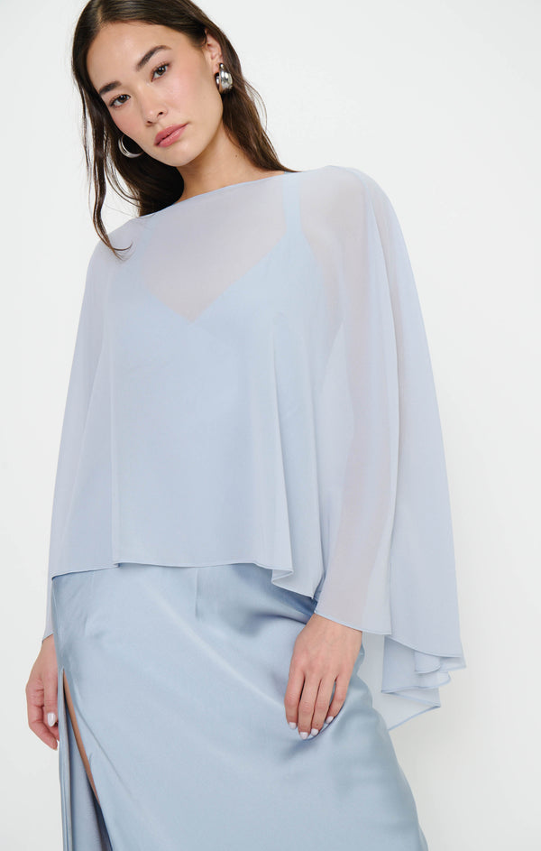 Cherish Cape ~ Steel Blue Chiffon – Show Me Your Mumu