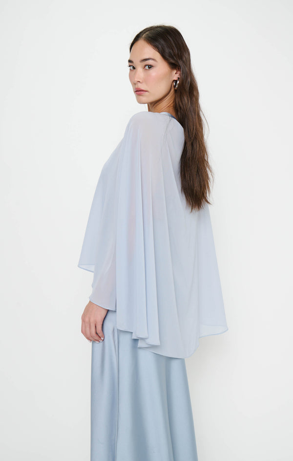 Cherish Cape ~ Steel Blue Chiffon – Show Me Your Mumu