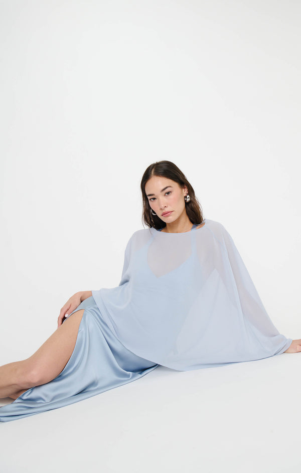 Cherish Cape ~ Steel Blue Chiffon – Show Me Your Mumu