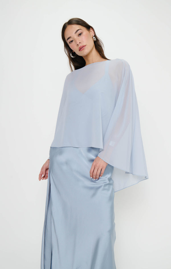 Cherish Cape ~ Steel Blue Chiffon – Show Me Your Mumu