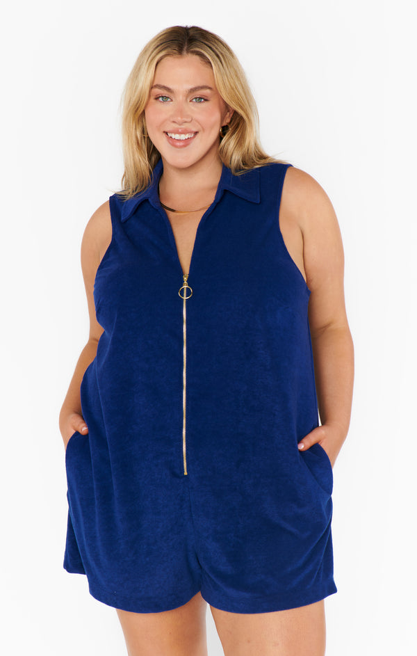 Reno Romper ~ Navy Blue Terry – Show Me Your Mumu