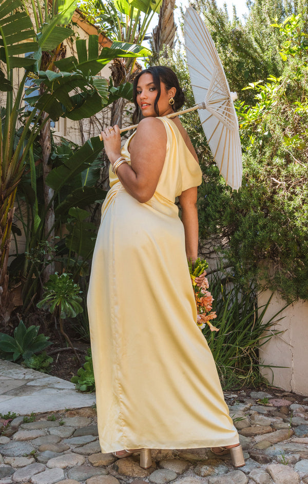 Jodie Dress ~ Pale Yellow Luxe Satin – Show Me Your Mumu