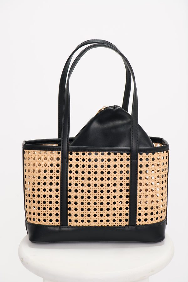 Soleil Mini Tote ~ Black and Natural – Show Me Your Mumu