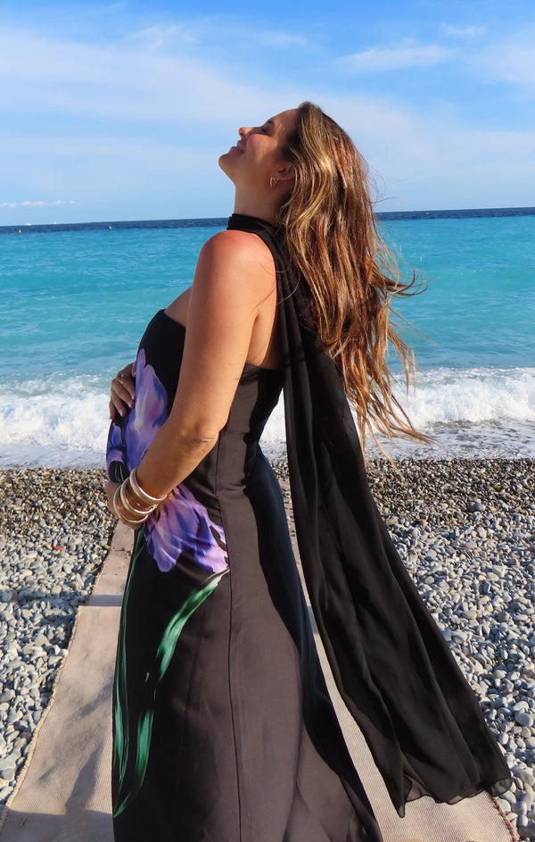 Renee Maxi Dress ~ Wild Iris Luxe Satin – Show Me Your Mumu