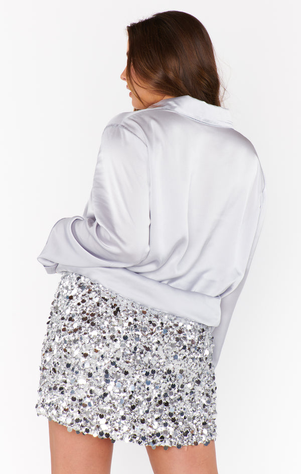 All Night Skort ~ Silver Metallic Sequins – Show Me Your Mumu