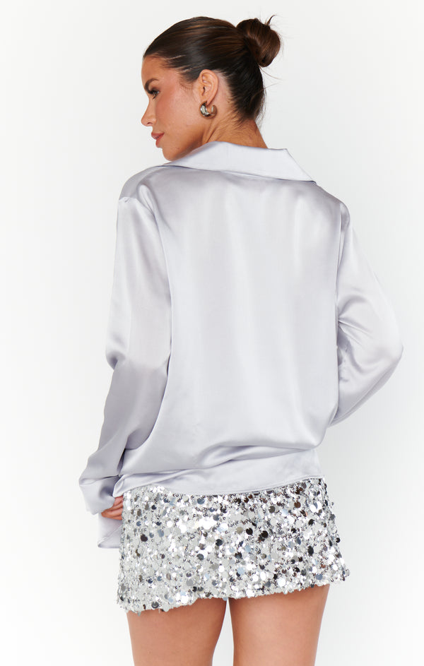All Night Skort ~ Silver Metallic Sequins – Show Me Your Mumu