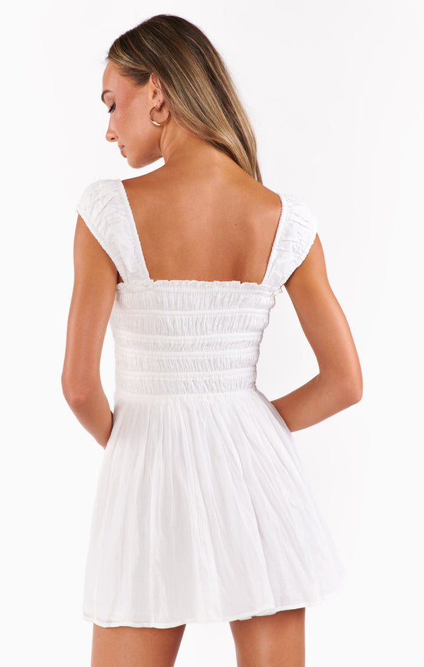 Mabel Mini Dress ~ White Voile with Black Bows – Show Me Your Mumu