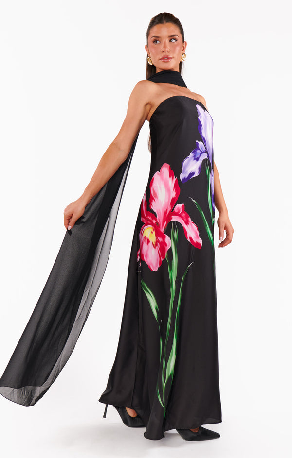Renee Maxi Dress ~ Wild Iris Luxe Satin – Show Me Your Mumu