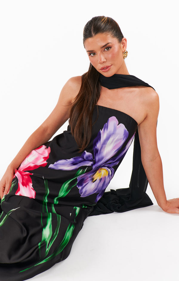 Renee Maxi Dress ~ Wild Iris Luxe Satin – Show Me Your Mumu