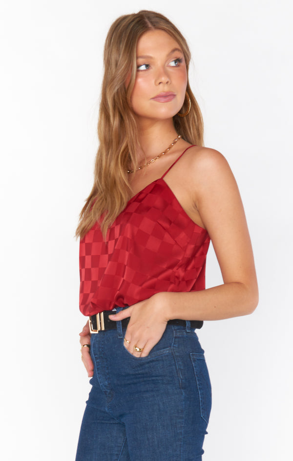 Spotlight Tank ~ Red Checkerboard Satin – Show Me Your Mumu