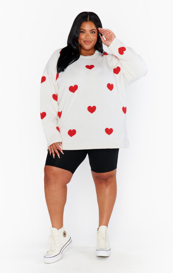 Go To Sweater ~ Tossed Heart Knit Red – Show Me Your Mumu