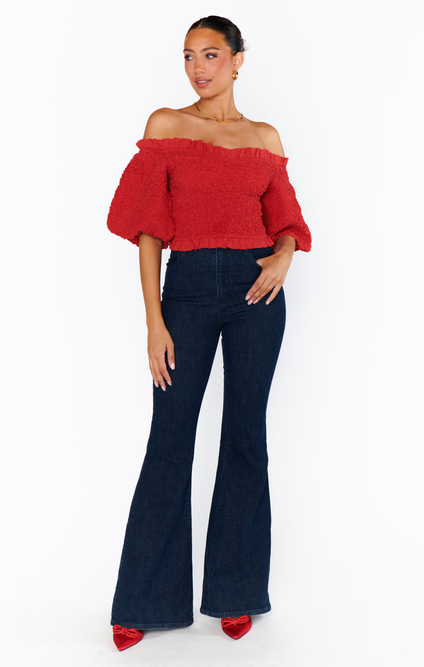 Rom Com Top ~ Red Texture Stretch – Show Me Your Mumu