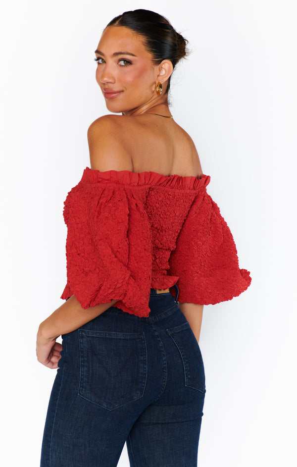 Rom Com Top ~ Red Texture Stretch – Show Me Your Mumu