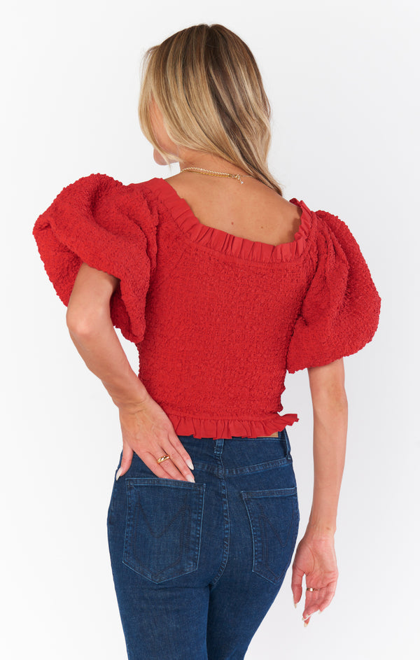 Rom Com Top ~ Red Texture Stretch – Show Me Your Mumu