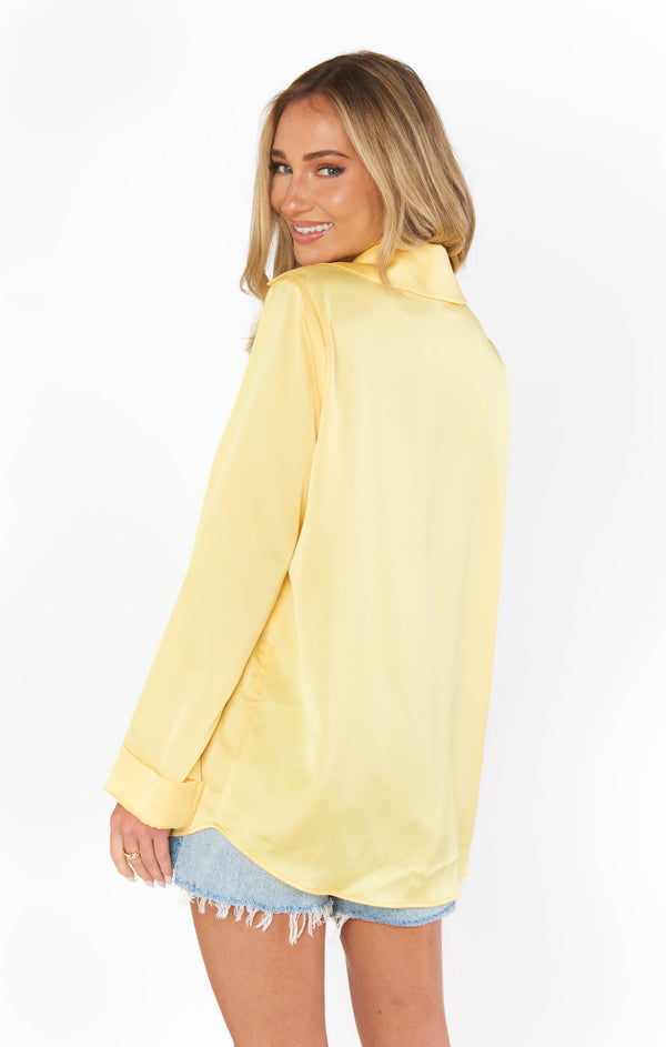 Smith Button Down ~ Yellow Luxe Satin – Show Me Your Mumu