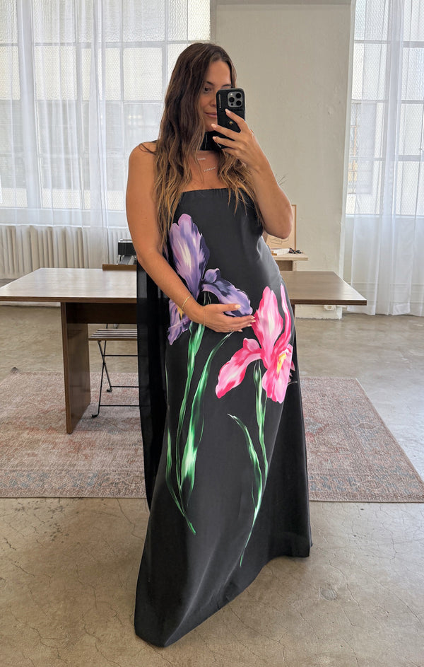 Renee Maxi Dress ~ Wild Iris Luxe Satin – Show Me Your Mumu
