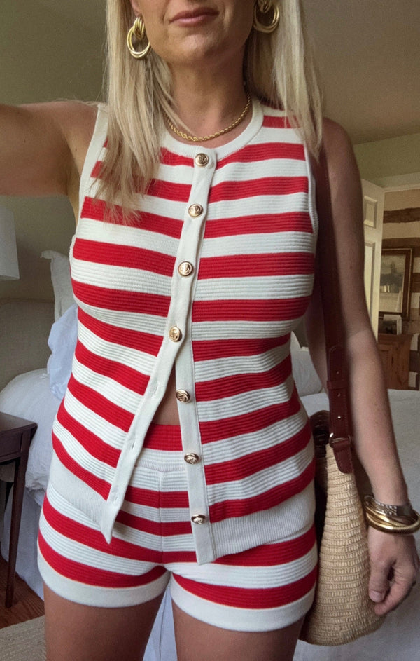 Devin Shorts ~ Red Stripe Delight Knit – Show Me Your Mumu