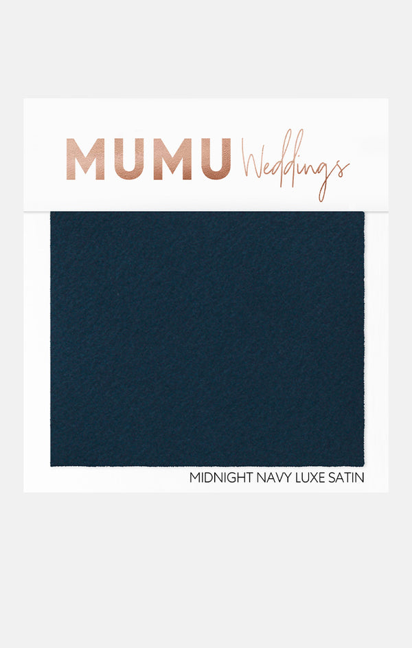 Bridesmaid Fabric Swatch ~ Midnight Navy Luxe Satin – Show Me Your Mumu