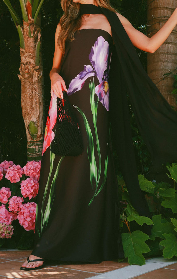Renee Maxi Dress ~ Wild Iris Luxe Satin – Show Me Your Mumu